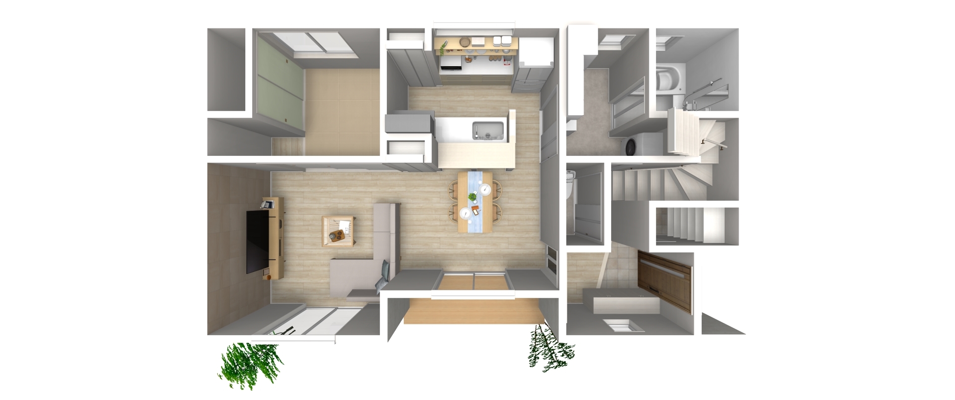 1階充実2階は寝るだけ これ最近のトレンド半平屋プラン【4LDK 33.57坪 東（西）玄関】 - フクトリの間取り紹介