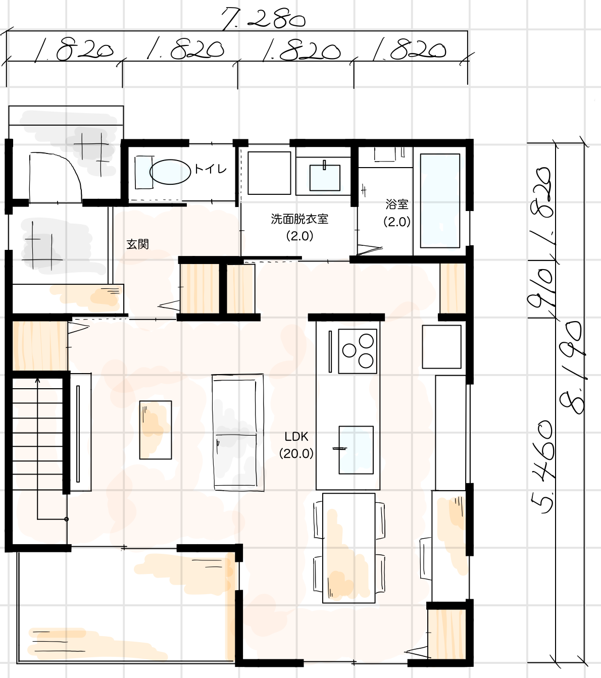 無駄をなくして広さを追求！30坪で20帖LDK可能ですプラン - フクトリの間取り紹介